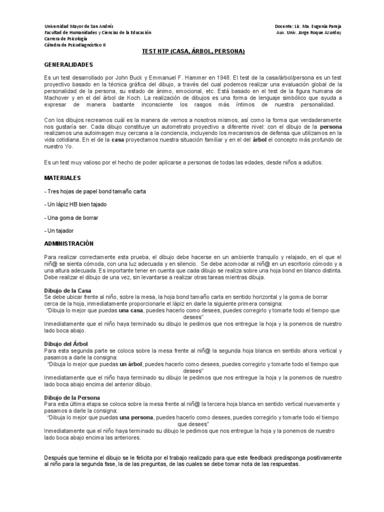 Análisis de la personalidad a través del Test HTP: Casa, Árbol y ...