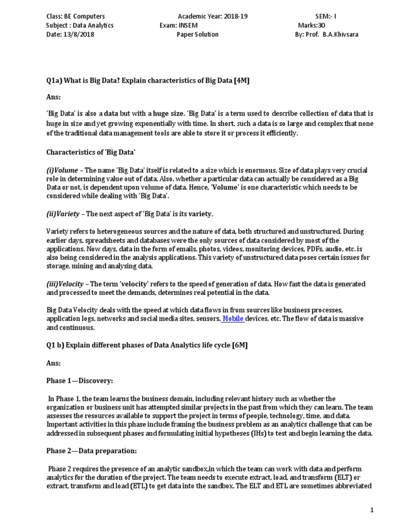 Big Data Characteristics and Analytics Lifecycle | PDF | Cluster ...