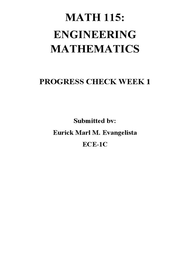 MATH 115: Engineering Mathematics: Progress Check Week 1 | PDF