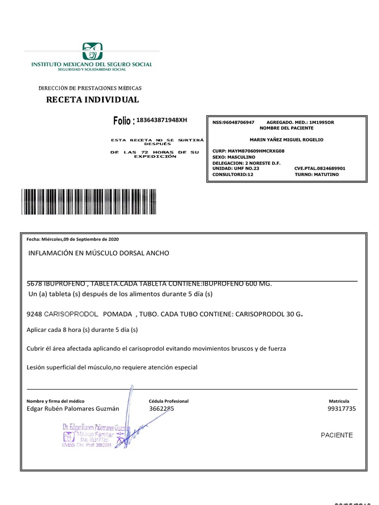 Receta médica editable para impresión | PDF | Rtt | Medicina