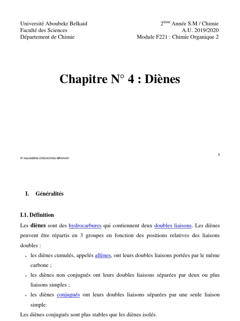 Chap 4 Diènes | PDF | Chimie organique | Chimie