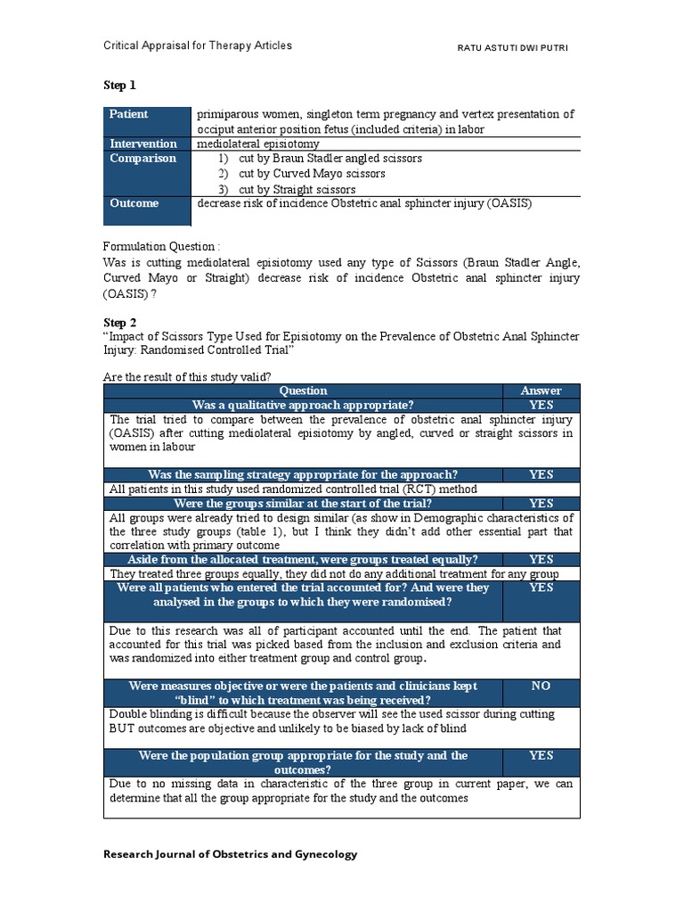 Clinical Appraisal Journal Reading 1A | PDF | Randomized Controlled ...