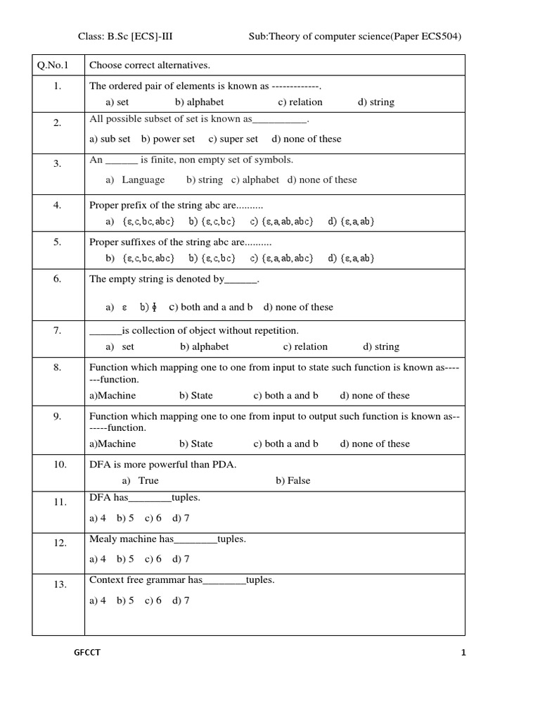TCS Question Bank Without Answer | PDF | Set (Mathematics) | String ...