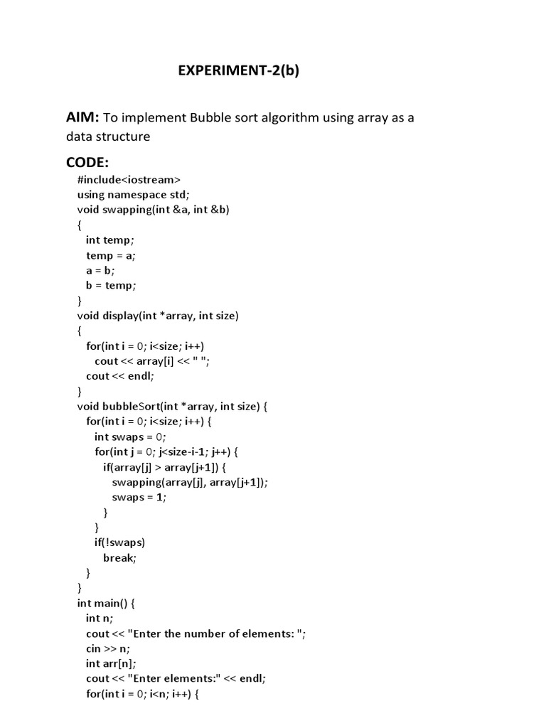 Bubble Sort Implementation Guide | PDF