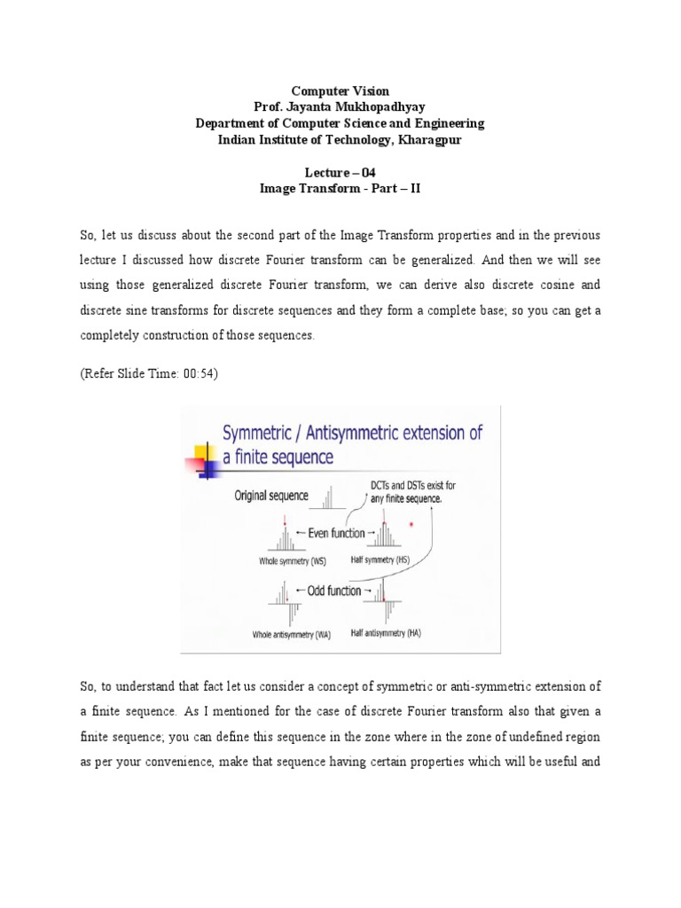 Understanding Discrete Cosine and Sine Transforms through Symmetric and Antisymmetric Extensions ...