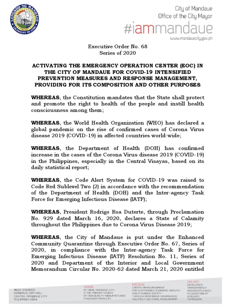 Activating The Emergency Operation Center (EOC) in The City of Mandaue ...