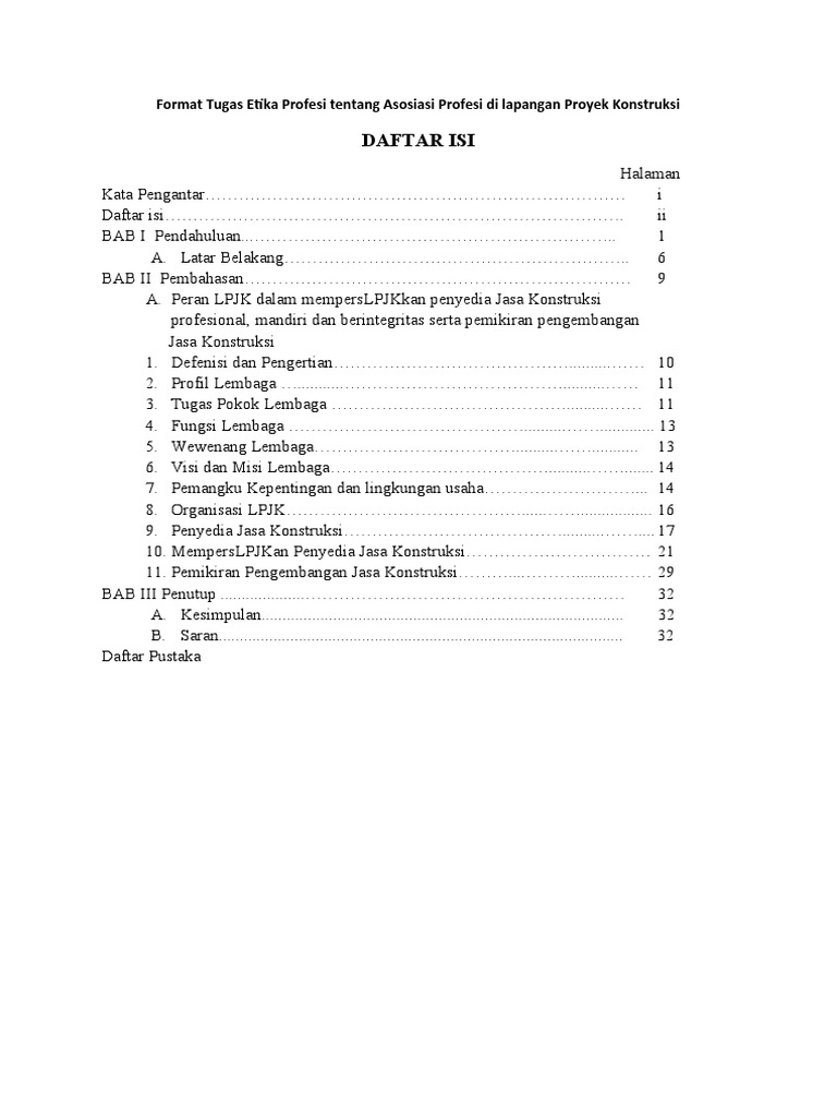 Format Tugas Etika Profesi Tentang Asosiasi Profesi Di Lapangan Proyek ...