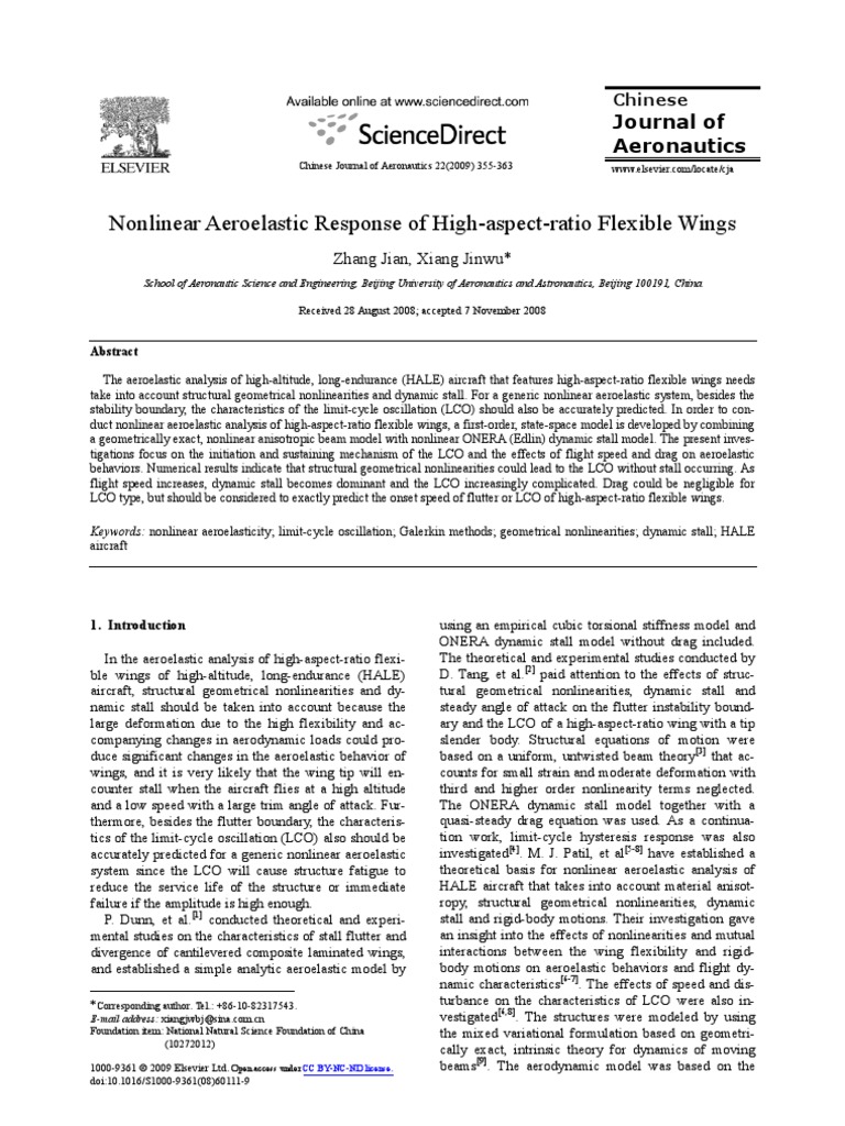 Nonlinear Aeroelastic Response of High-Aspect-Ratio Flexible Wings | PDF | Finite Element Method ...