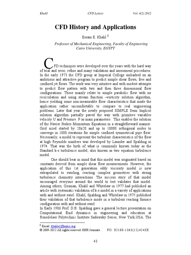 CFD History and Applications: Professor of Mechanical Engineering ...