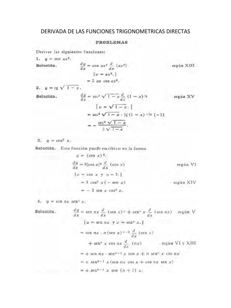 II.5.1. Derivada de Funciones Trigonométricas Directas PDF | PDF