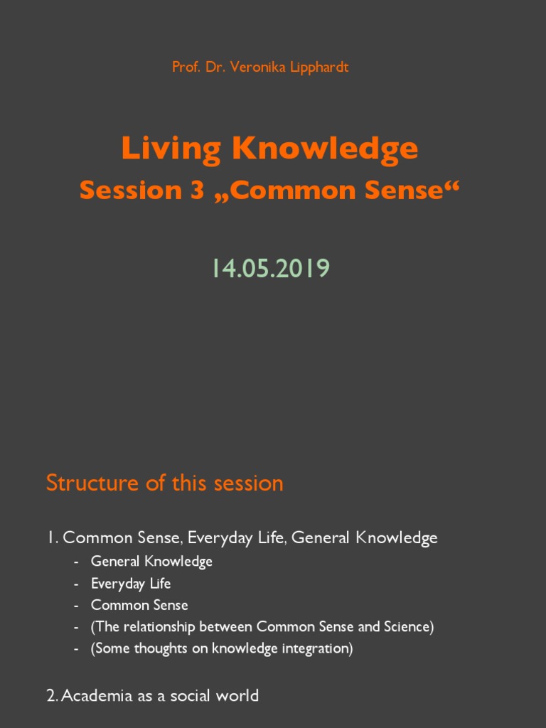 Understanding Common Sense in Academia | PDF
