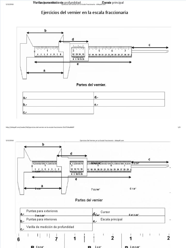 Vernier Ejercicios | PDF | Longitud | Instrumento de medición