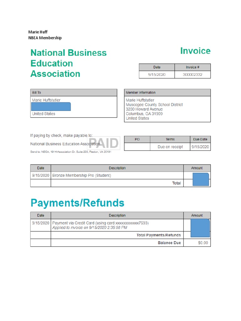 Huff-Nbea Membership | PDF