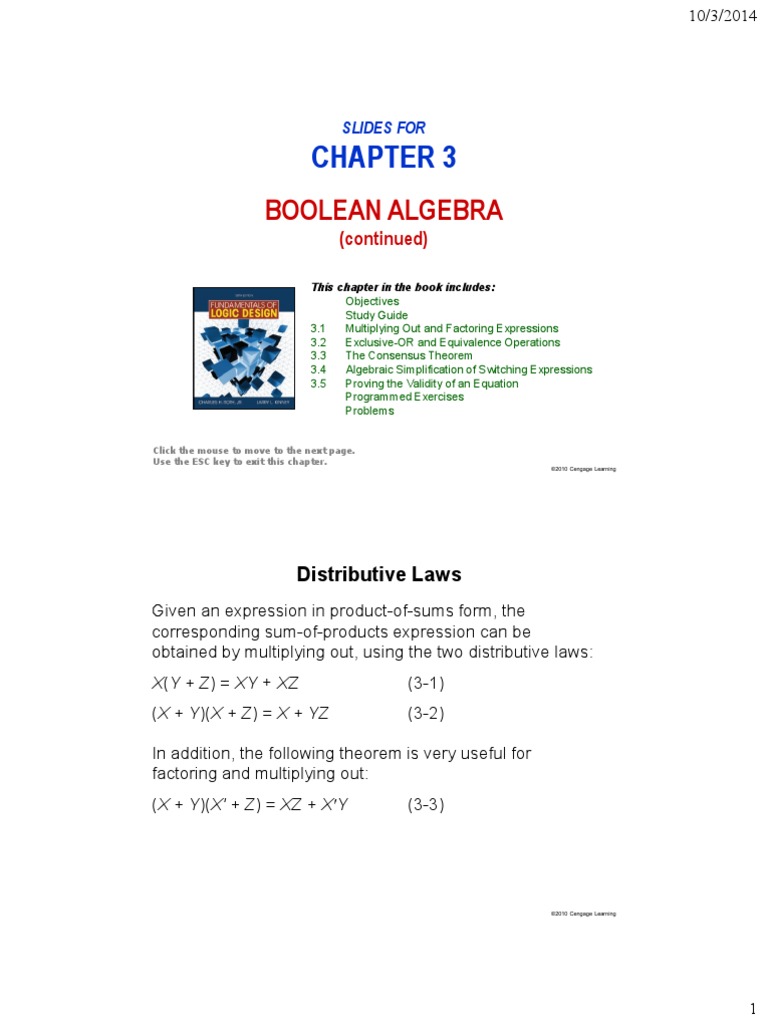 Chapter 3 | PDF | Boolean Algebra | Teaching Mathematics