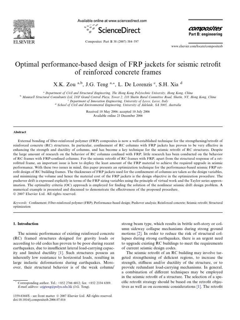 Optimal Performance-Based Design of FRP Jackets For Seismic Retrofit of ...