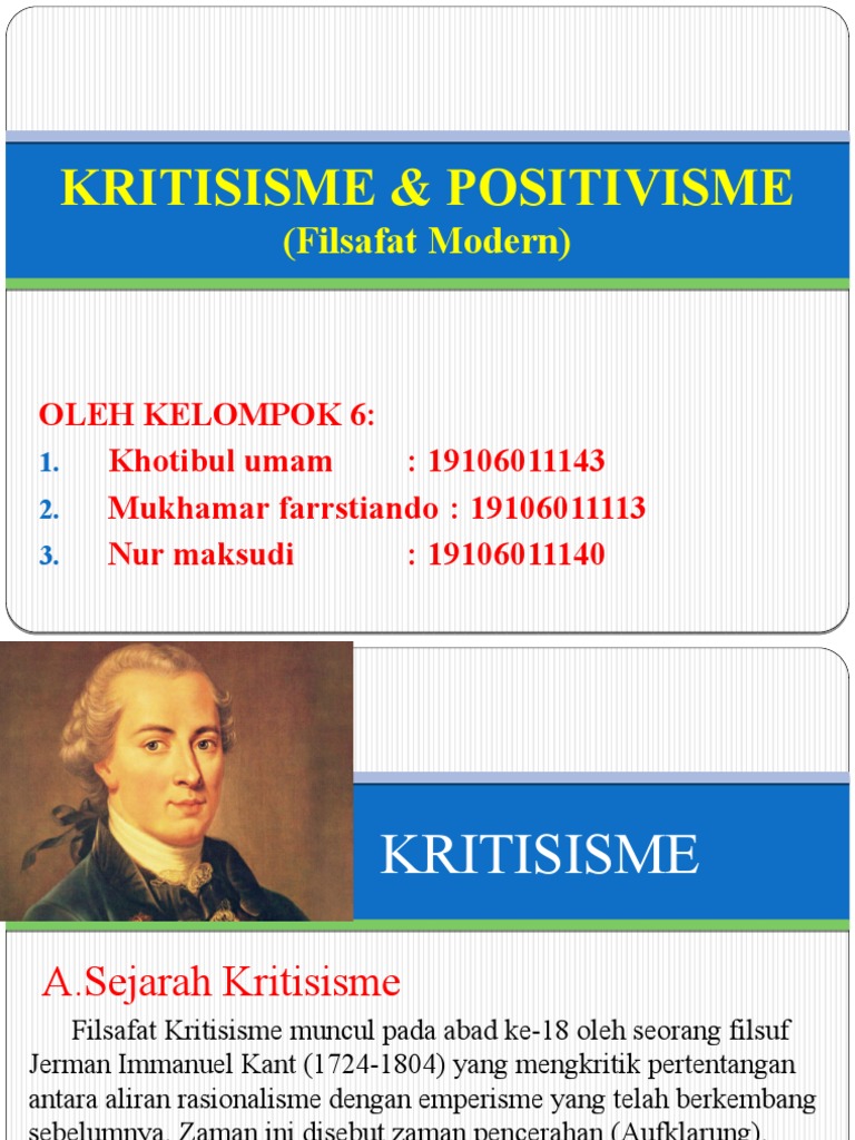 KLP 6-KRITISISME DAN POSITIVISME | PDF
