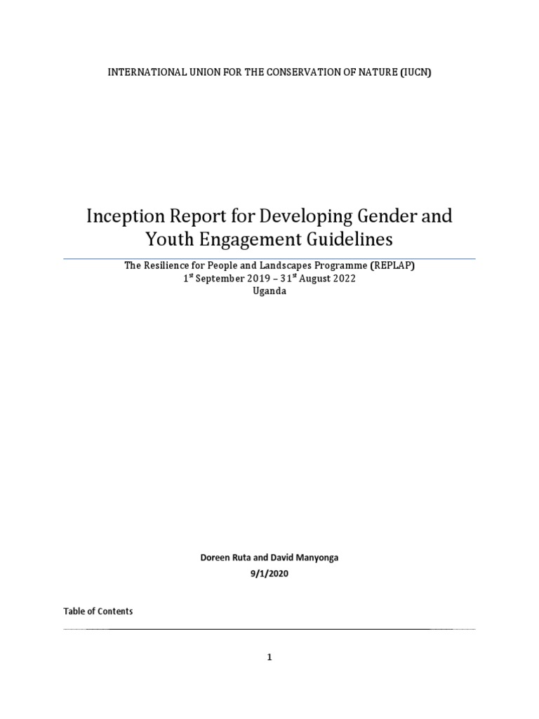 Draft 1 Inception Report Gender Guidelines 30092020 JM | PDF ...