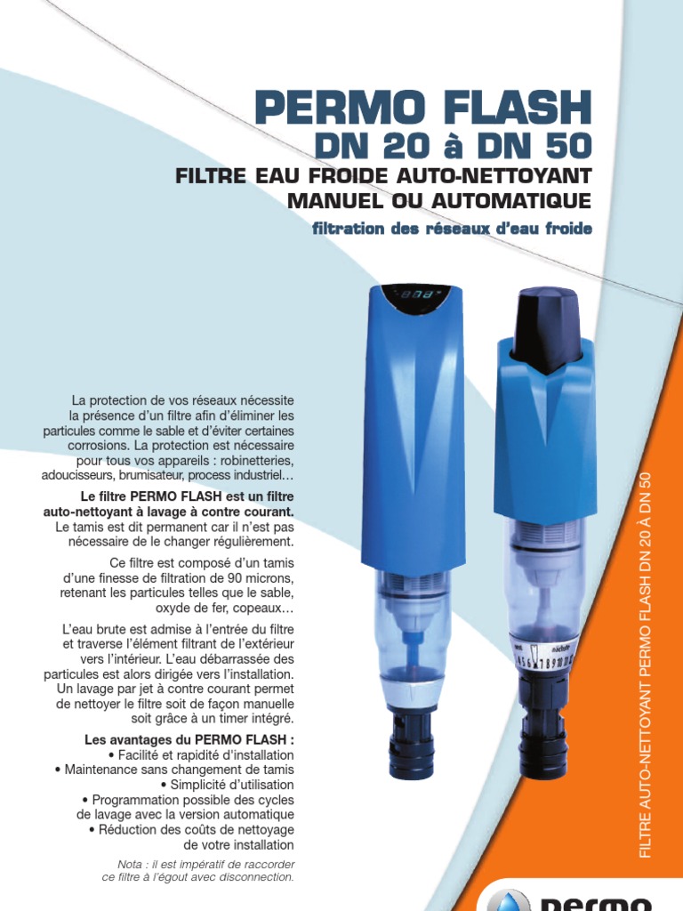 Filtre Eau Tamis Permo Flash DN 20 DN 50 | PDF | Filtration | Mémoire flash