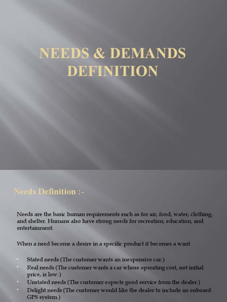 Definition of Needs & Demands | PDF