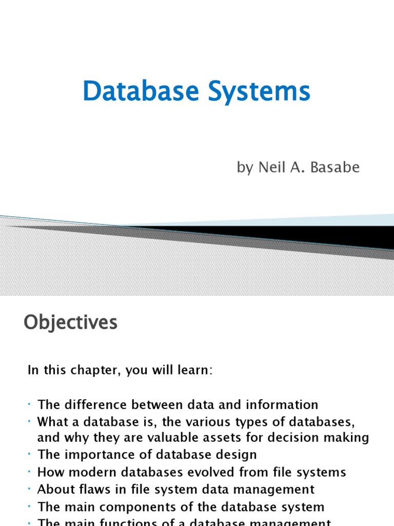 Database Systems: by Neil A. Basabe | PDF | Relational Database | Data Model