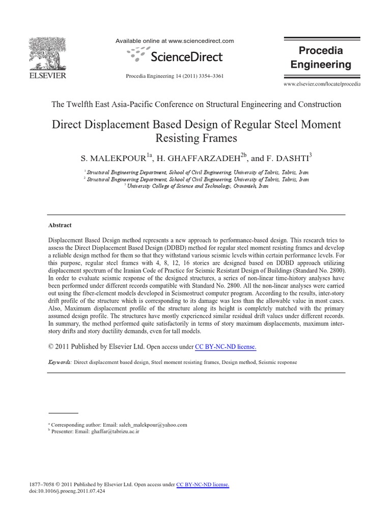Direct Displacement Based Design of Regular Steel Momen - 2011 ...