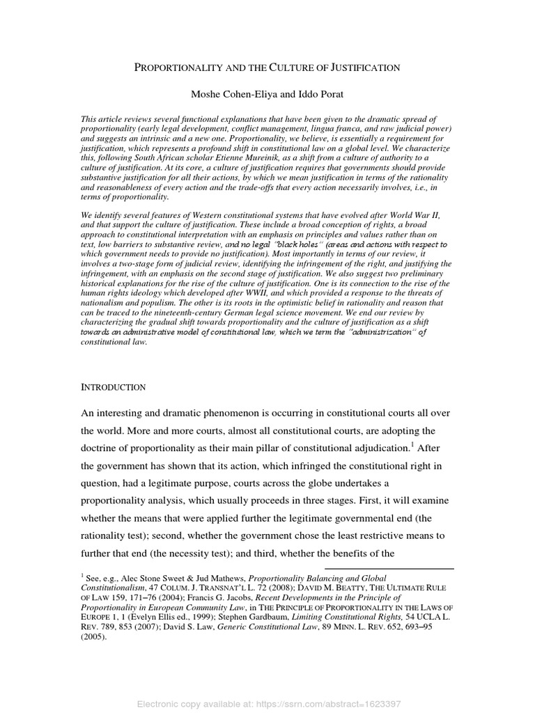 Proportionality and Culture of Justification PDF | PDF | Theory Of ...