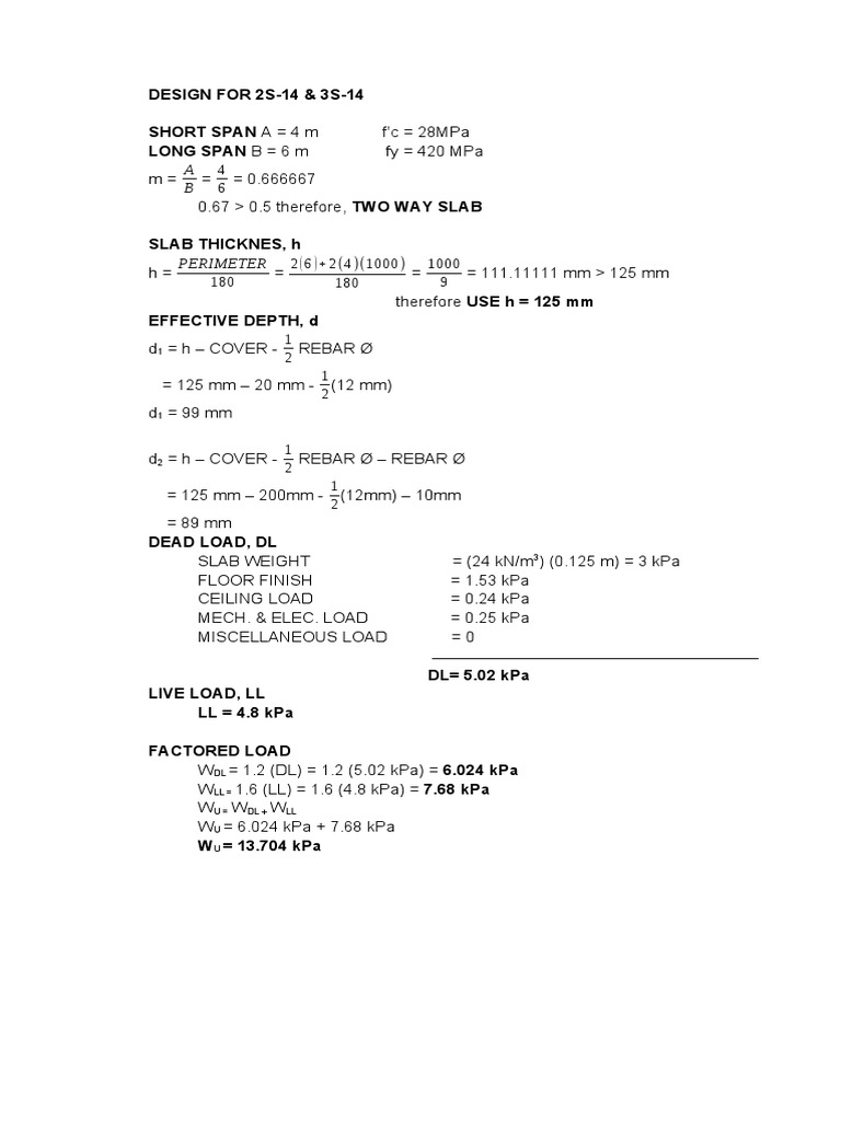 Sample 2-Way Slab Design Calculation | PDF | Structural Engineering ...