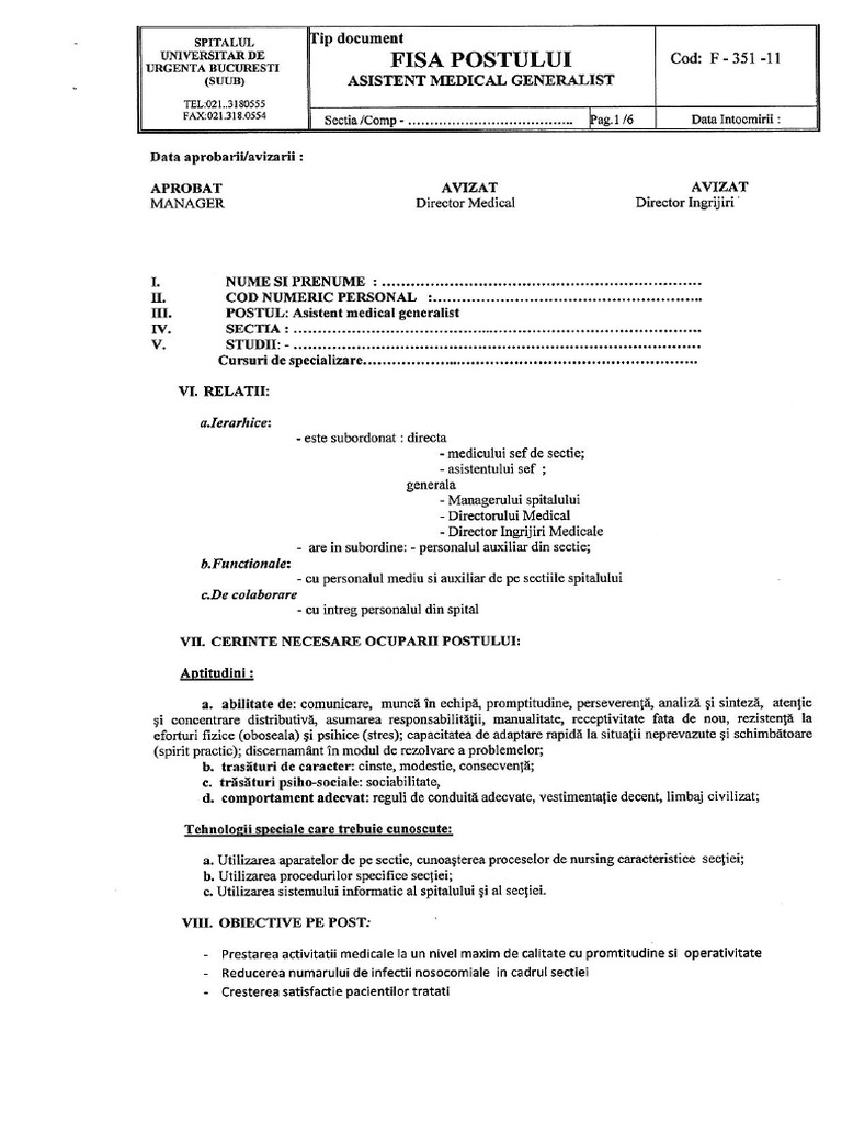 Fisa Post 1 | PDF