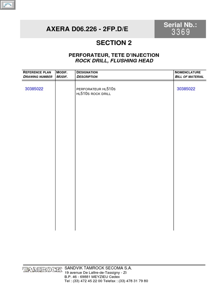 AXERA D06.226 - 2FP.D/E Section 2: Serial Nb. | Download Free PDF ...