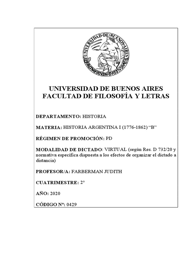 2020 Historia Argentina I (1776-1862) - B Farberman | PDF | Buenos Aires | Argentina
