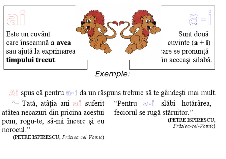Plansa Ortograme - Ai, A-I | PDF