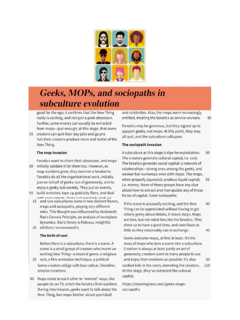 Geeks, MOPs, and Sociopaths in Subculture Evolution | PDF