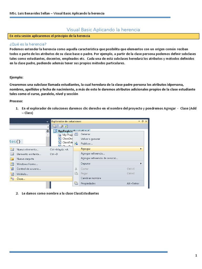 Visual Basic Aplicando La Herencia | PDF | Herencia (Programación Orientada a Objetos) | Básico