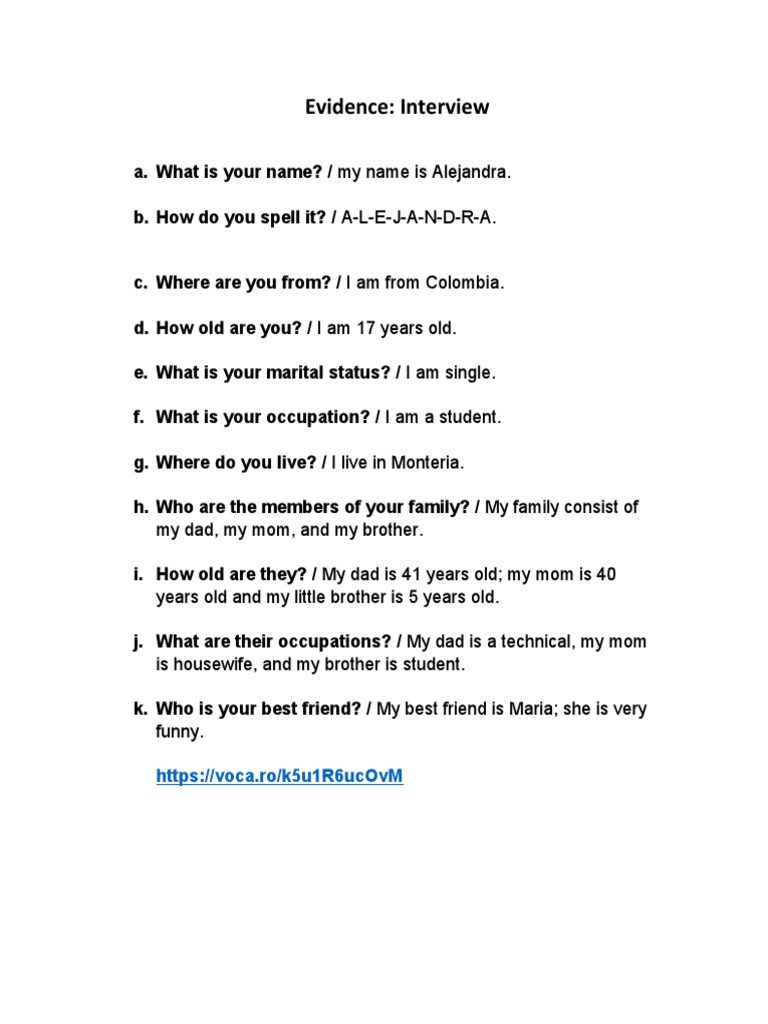 Evidence: Interview: My Dad, My Mom, and My Brother | PDF