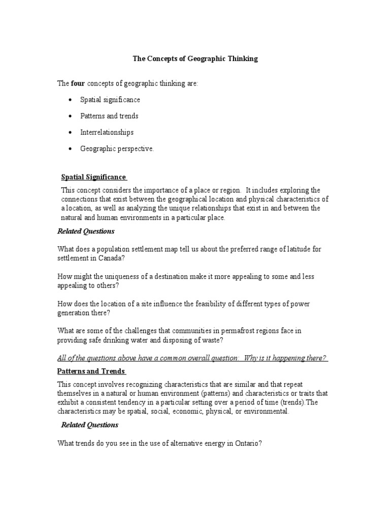 Key Concepts of Geographic Thinking | PDF | Natural Environment | Risk