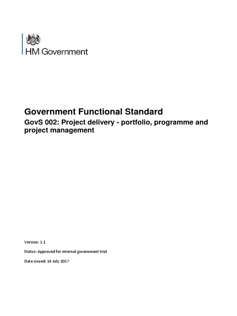 Government Functional Standard: Govs 002: Project Delivery - Portfolio ...