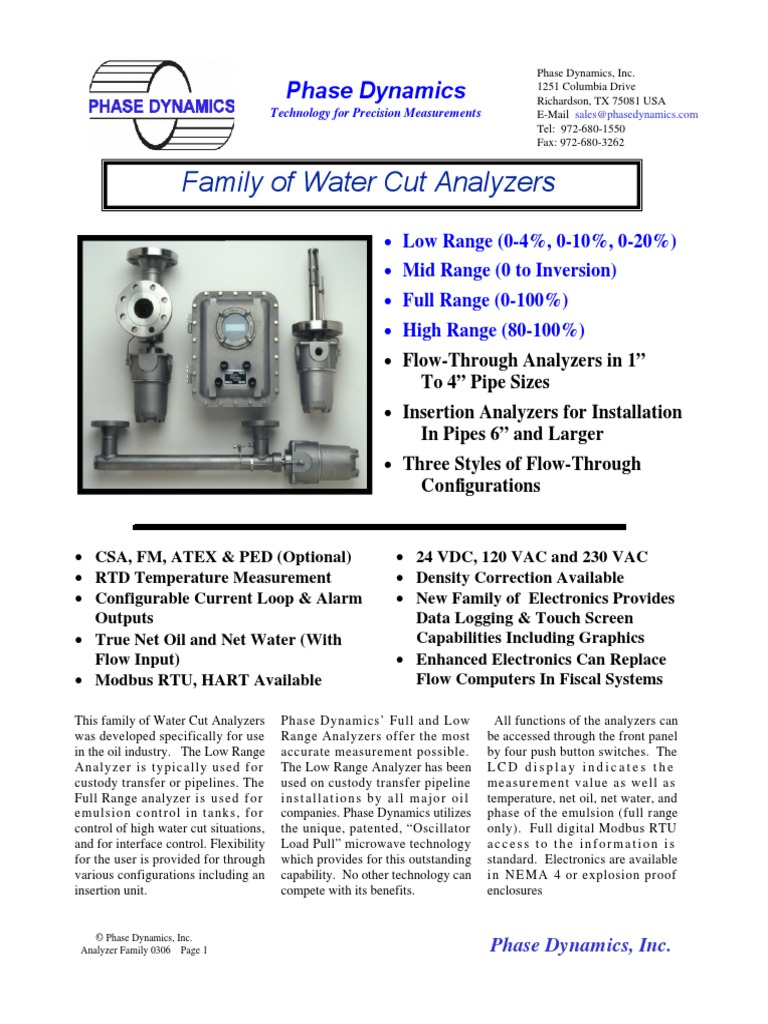 Family of Water Cut Analyzers: Phase Dynamics | PDF | Touchscreen ...