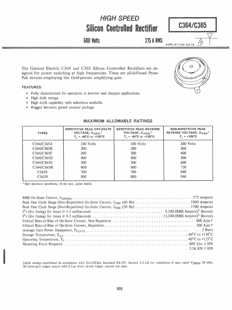 Silicon Controlled Rectifier: 600 Volts | PDF | Rectifier | Volt