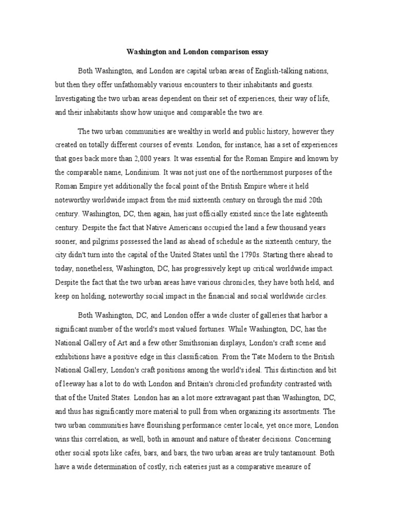 Washington and London Comparison Essay | PDF | London