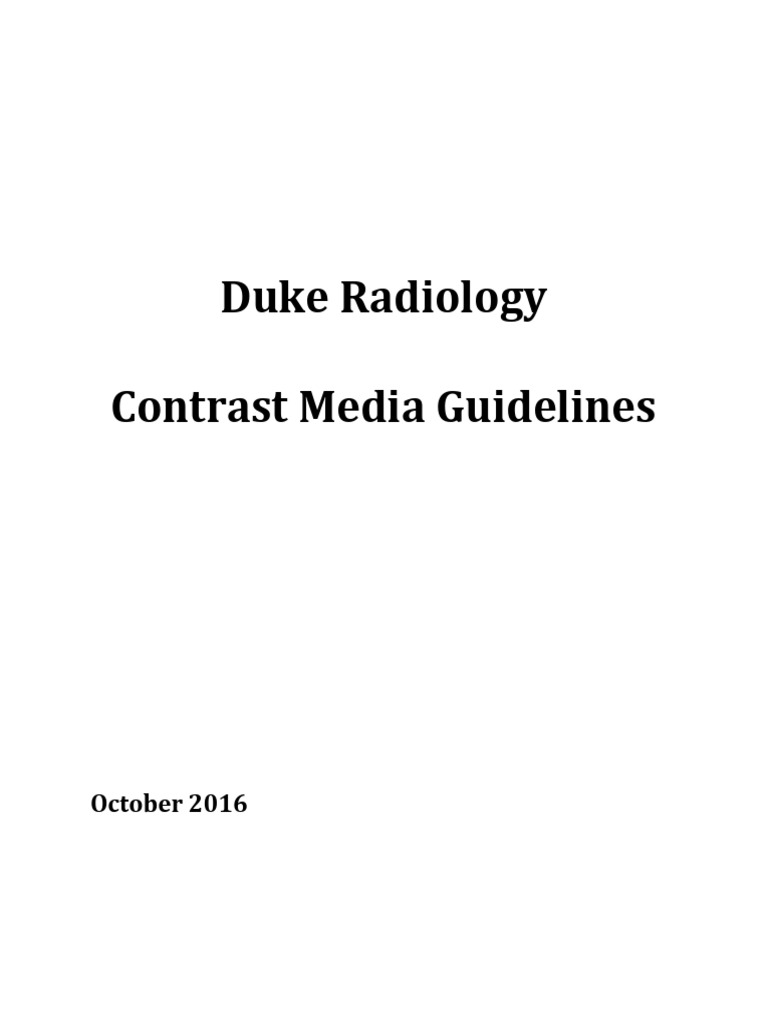 Duke Radiology Contrast Media Guidelines Final 10.13.16 PDF | PDF ...