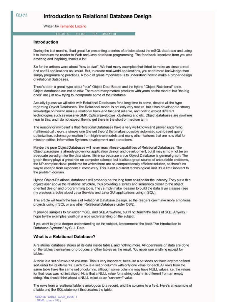 Introduction To Relational Database Design | PDF | Database Index ...