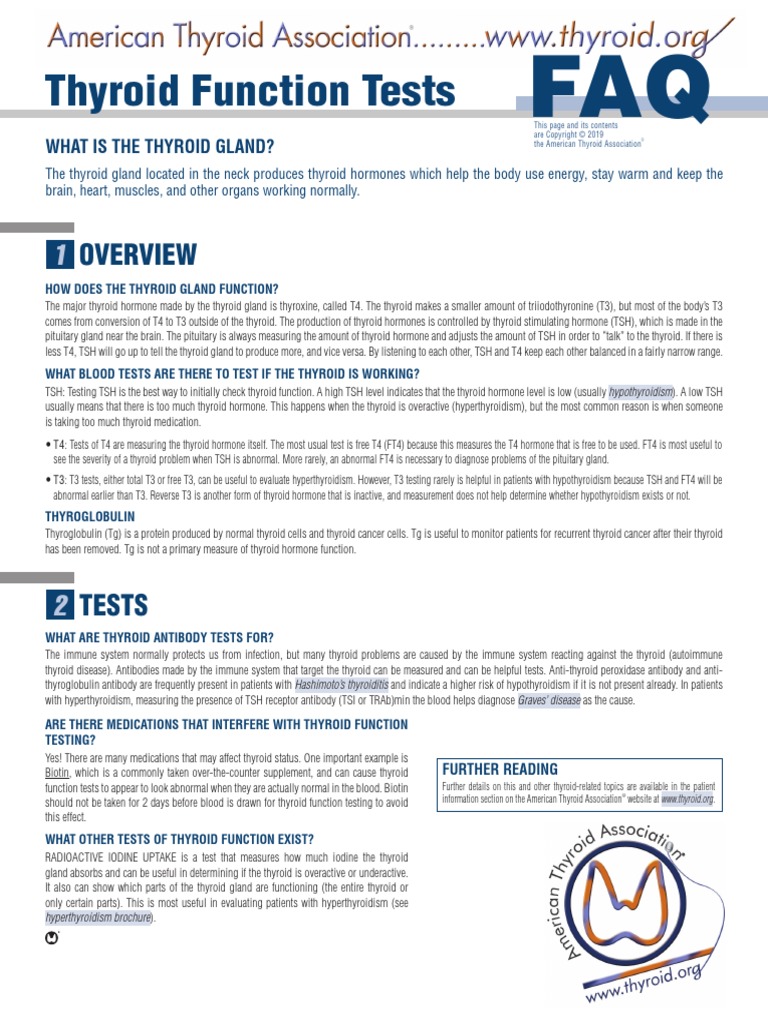 Thyroid Function Tests Faq | PDF | Thyroid Stimulating Hormone | Thyroid