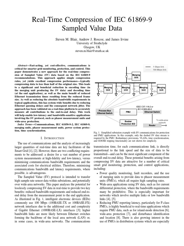 Real-Time Compression of IEC 61869-9 Sampled Value Data: Steven M ...