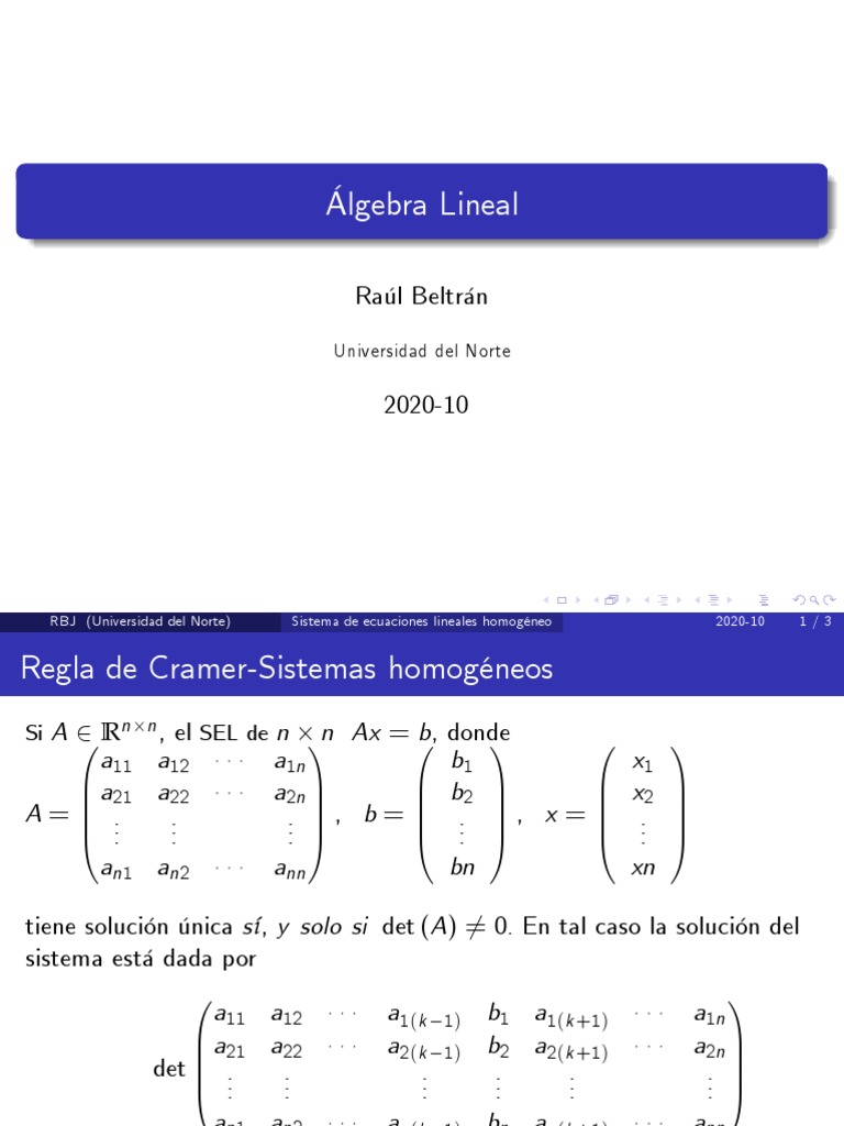 15 Regla de Cramer-Sistemas Homogéneos | PDF | Matemática Elemental ...
