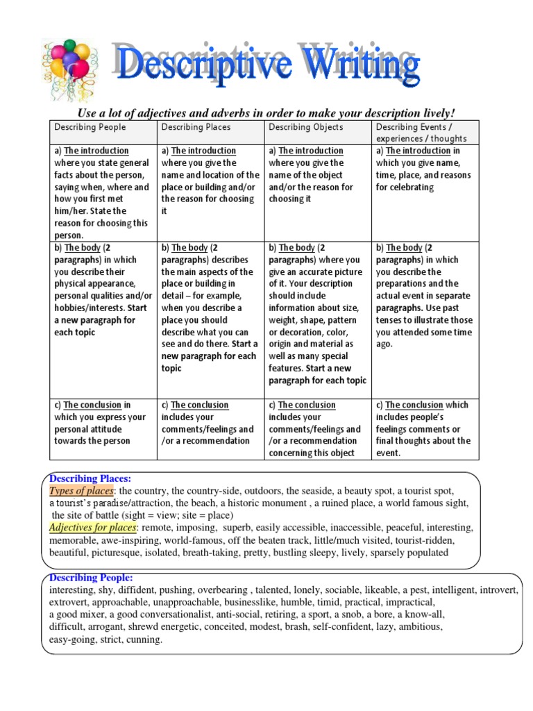 Describing in Detail with Adjectives & Adverbs | PDF