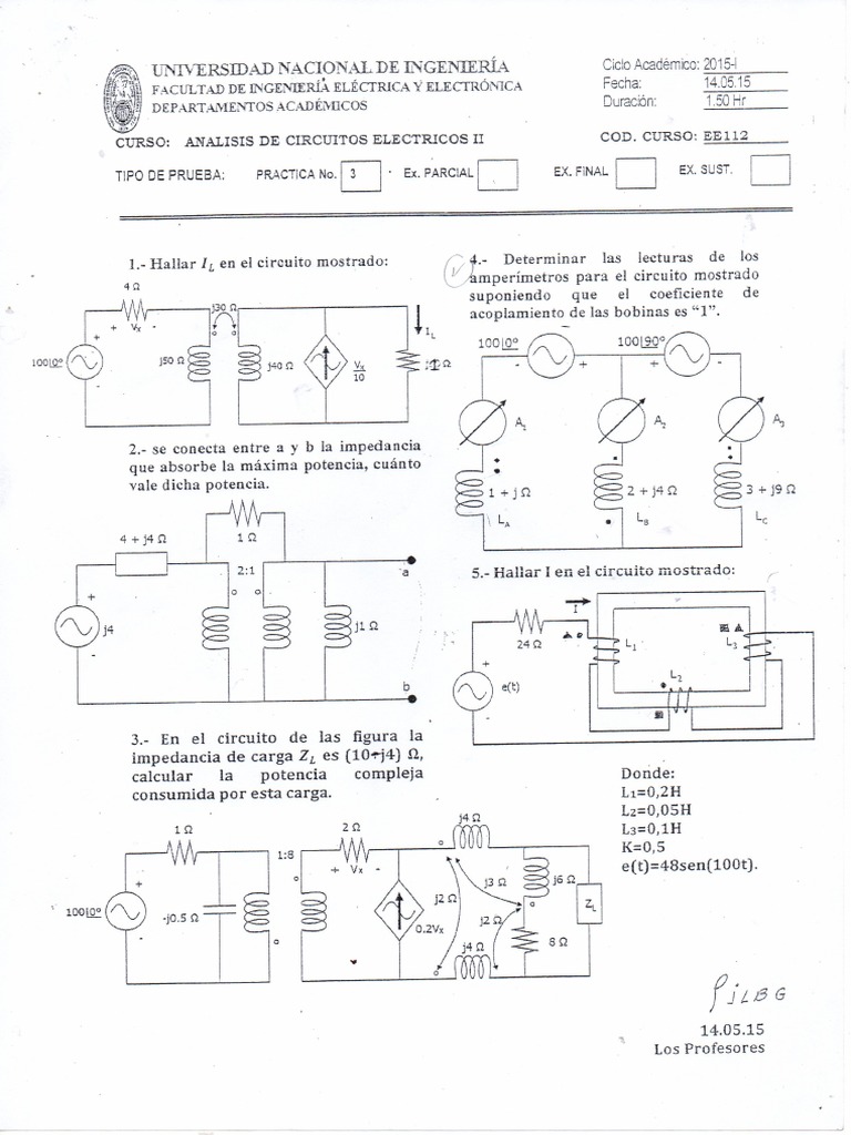 Ee112 Analisis de Circuitos Electricos Ii-Pc3-15-I | PDF