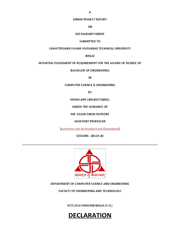 Declaration: Electronic AND Nstrumentation Ngineering | PDF | Heart ...