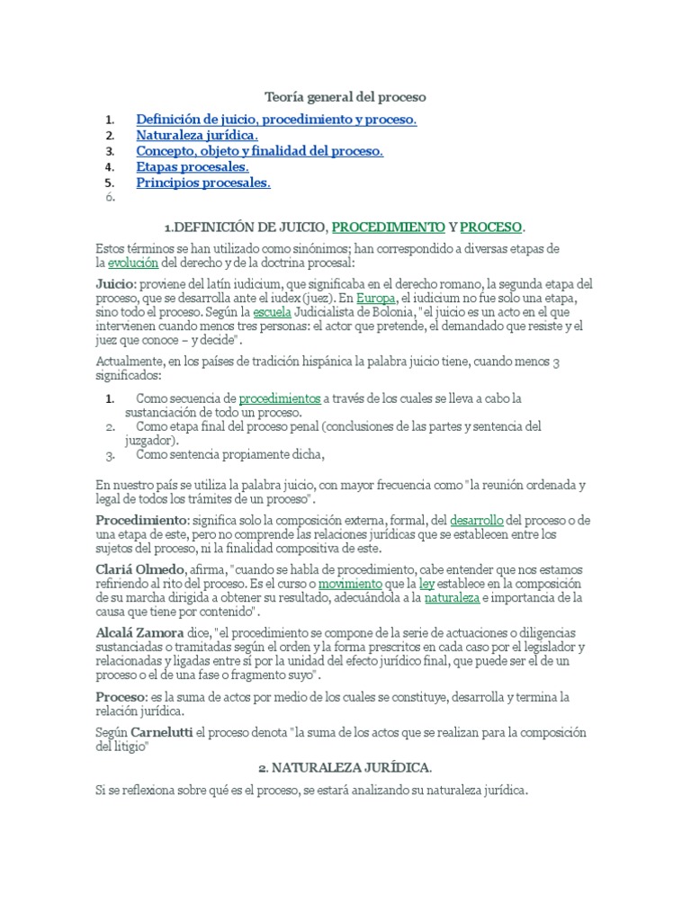 Teoría del Proceso y sus Sinónimos | PDF | Ley procesal | Sentencia (ley)