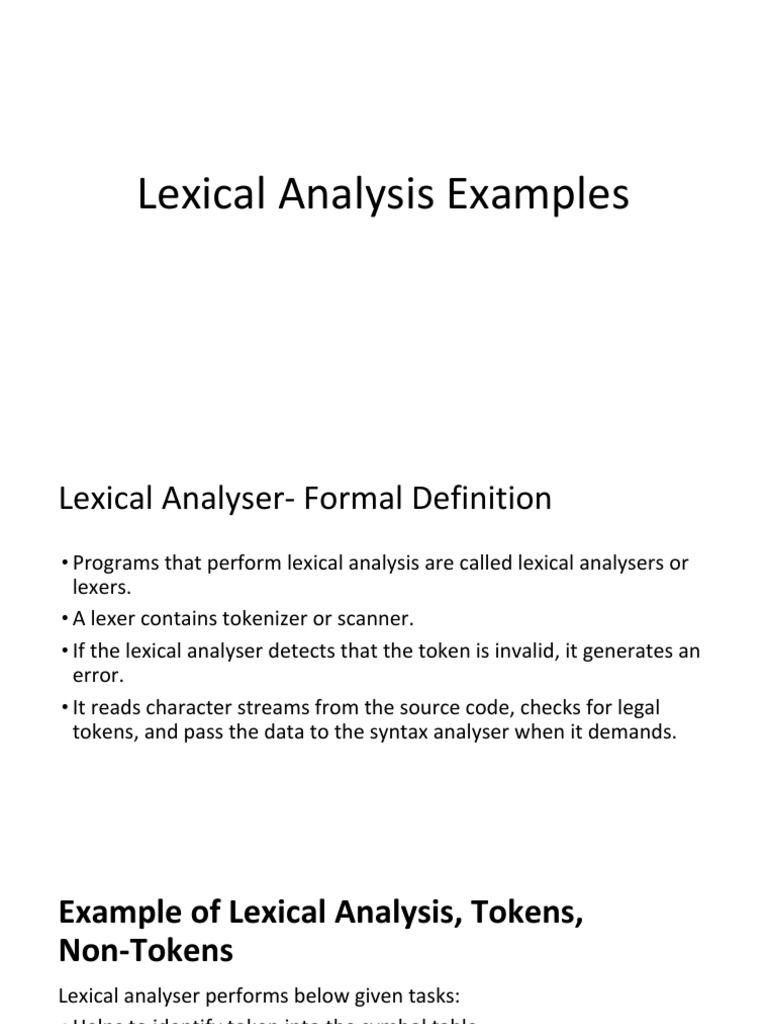 Lexical Analysis Examples | PDF | Software Engineering | Computer Programming