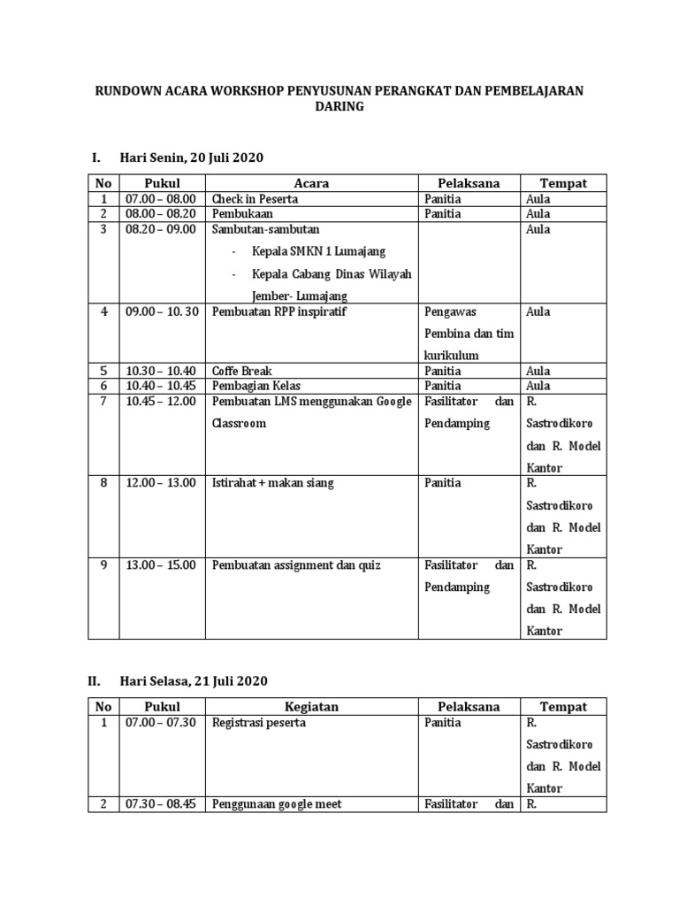 RUNDOWN Workshop | PDF